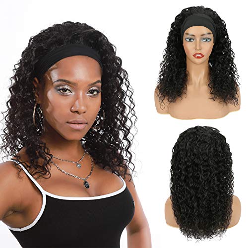 SuCoo Headband Wig Human Hair Blend wigs Water Wave Machine Made Wig ...