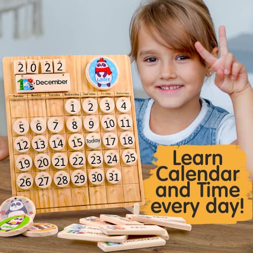 Panda Brothers Wooden Perpetual Calendar - Montessori Toy for Kids ...