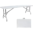 Amazon.com: Go-Trio 8 Foot Folding Table 8ft Foldable Portable Plastic ...