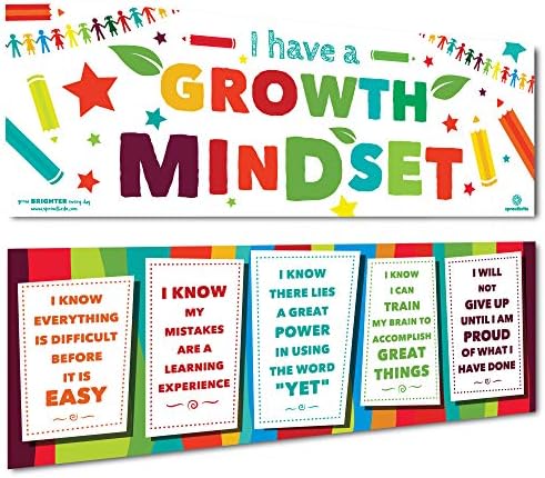 Sproutbrite Growth Mindset Classroom Banner Decorations - Poster for ...