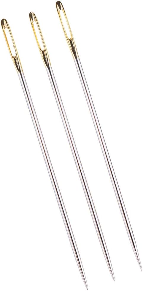 sharprepublic Pack of 3 Extra Long Large Eye Stitching Needles, Steel ...