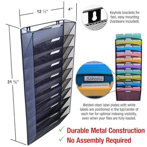 Ultimate Office Mesh Wall File Organizer, 10 Tier Vertical Mount ...
