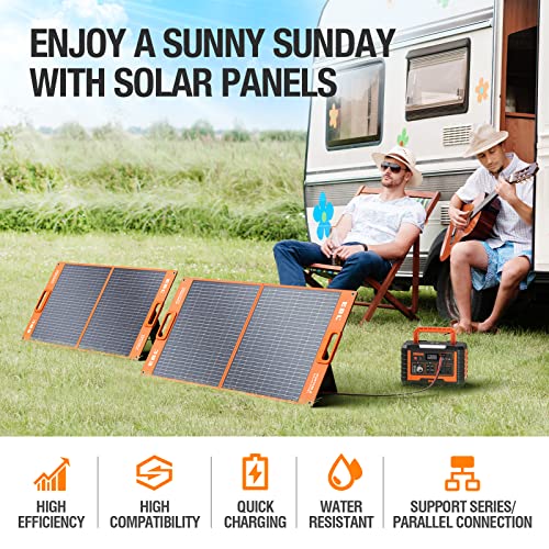 EBL Portable Power Station, Solar Generator 1000W and 2X 100W Portable Solar Panel with 2 x AC ...
