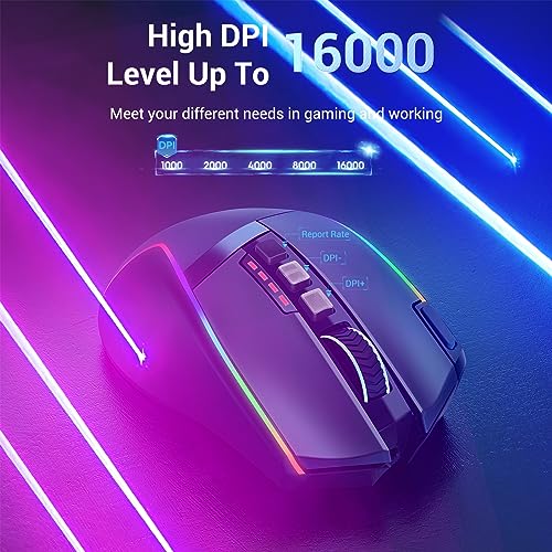 Redragon Wireless Gaming Mouse, Ergonomic Mouse 16000 DPI with Rapid ...