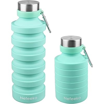Nefeeko Collapsible Water Bottle, Reuseable BPA Free Silicone Foldable ...