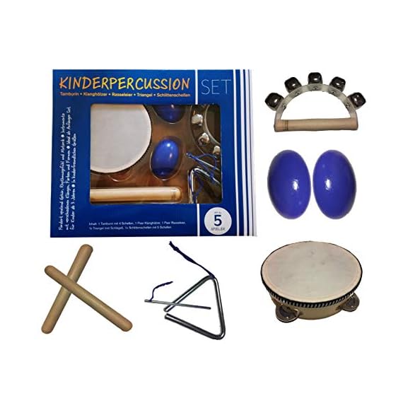 Kinder-Percussion-Set, Kinder Instrumente, 8-teilg aus Holz bestehend ...