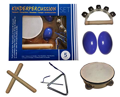 Kinder-Percussion-Set, Kinder Instrumente, 8-teilg aus Holz bestehend ...