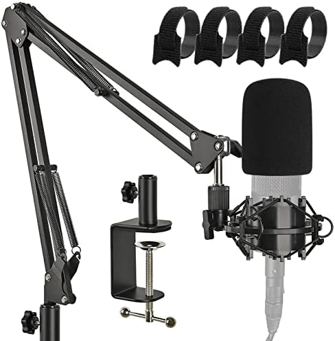Frgyee AT2020 Mic Stand with Shock Mount and Pop Filter, Suspension ...