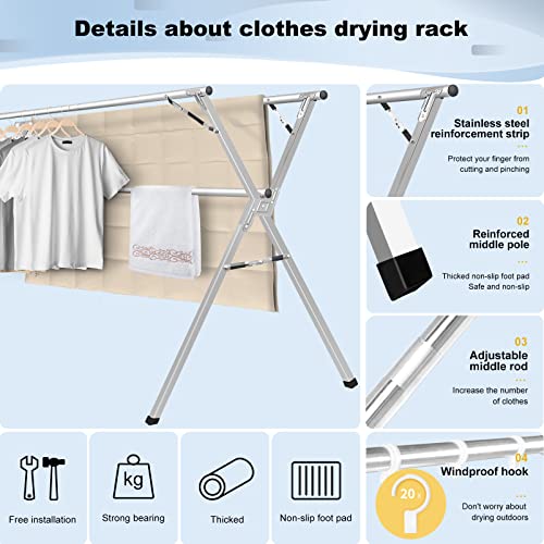Sillars Clothes Drying Rack, 63 inches Laundry Drying Rack Clothing ...