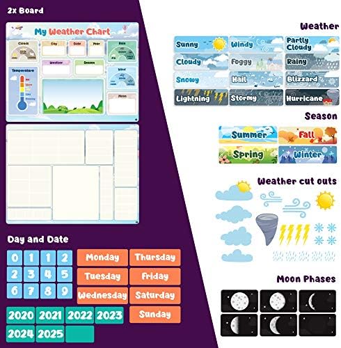Magnetic Weather Chart for Kids – Kindergarten Calendar and Weather ...