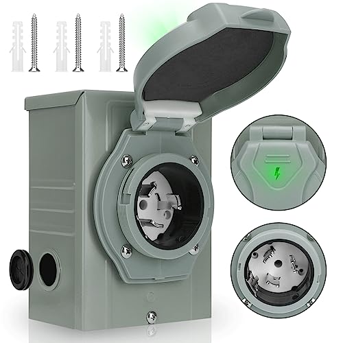 Rundik Pre-Drilling 50 Amp Generator Inlet Box, NEMA 3R Generator ...
