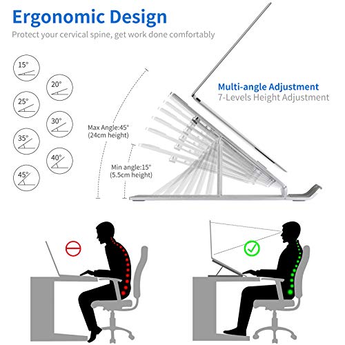 Laptop Stand, Portable Adjustable Laptop Stand for Desk, Ergonomic ...