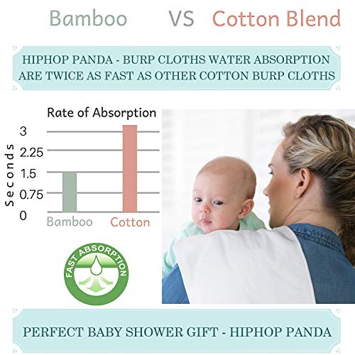 HIPHOP PANDA Bamboo Baby Burp Cloths - 500GSM Thick Ultra Absorbent ...