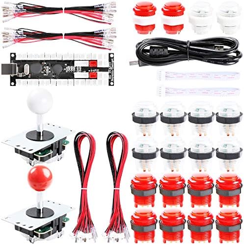 Easyget 2-Player DIY Arcade Kit Zero Delay 2-Player USB Encoder + 2X ...