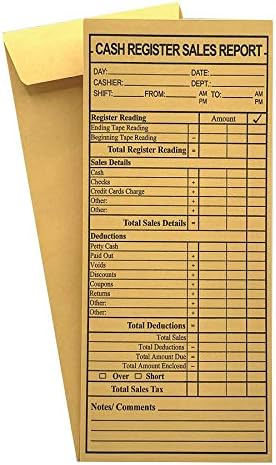 Amazon.com : Cashier Depot RT550 Cash Register Sales Report Envelope, 4 ...