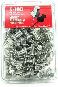 Amazon.com: Moore Push Pins 5/8 in. aluminum pack of 100 [PACK OF 2 ]