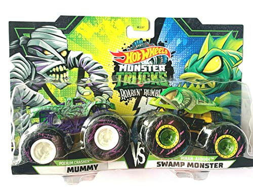 Hot Wheels Monster Trucks Roarin Rumble Mummy vs Swamp Monster, 1:64 ...