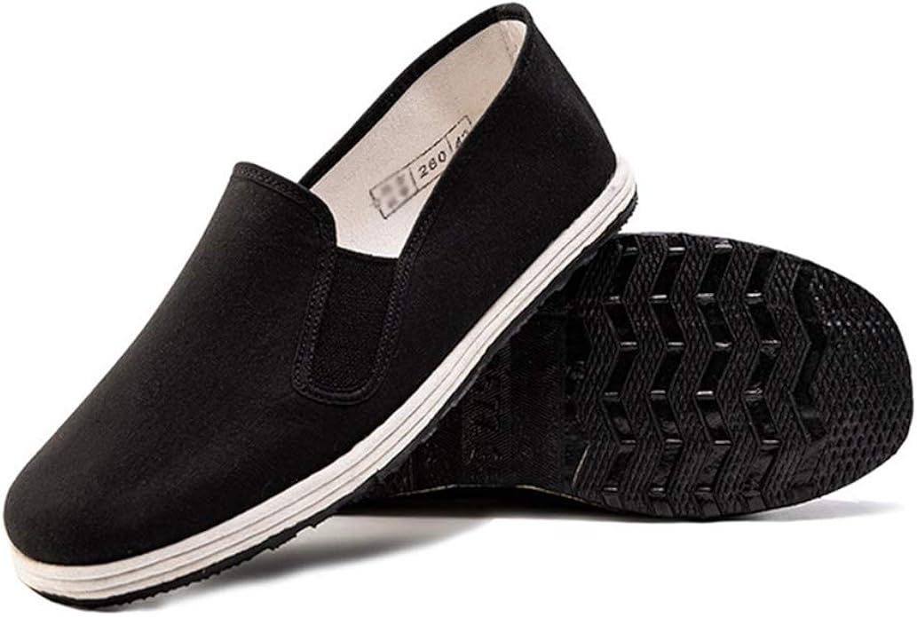 Chinese Traditions Cloth Shoes, Black Rubber Sole Manual Men's Slippers ...