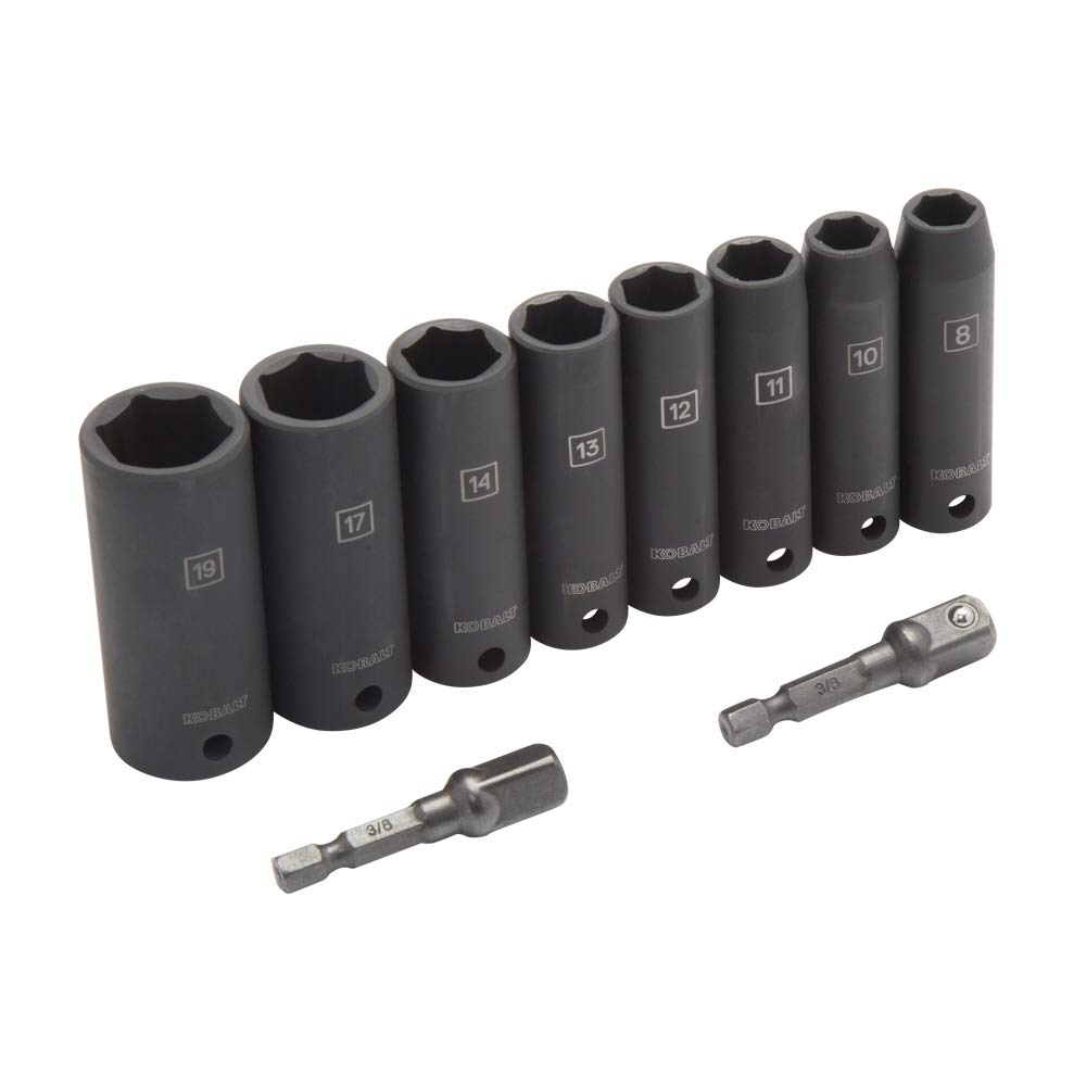 Kobalt 864581 10-Piece 3/8-Inch Drive 6-Point Deep Impact Socket Set ...
