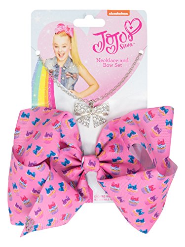 Buy JoJo Siwa Girls' Jojo Bow and Necklace Set Pink Online at ...