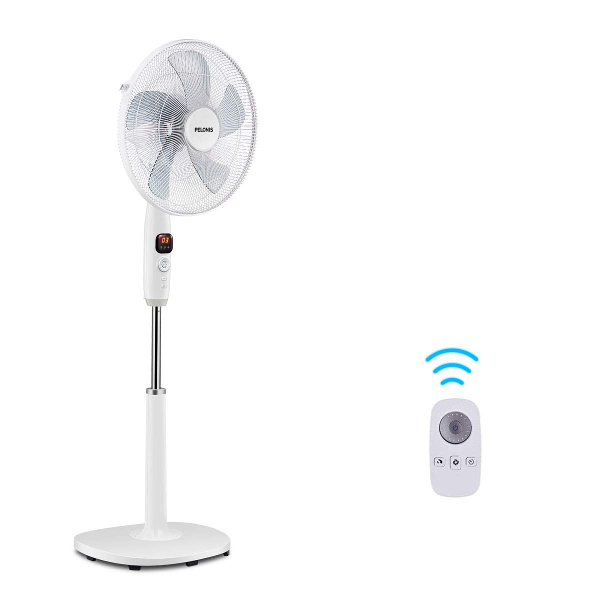 PELONIS PFS40D8AWW Silent Turbo Standing Adjustable Fan, Powerful Quiet ...