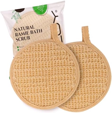KLOY Natural Ramie Bath Loofah Scrubber Exfoliator for High Lather ...
