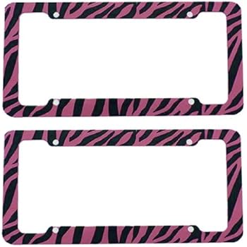 Amazon.com: Pink Zebra Print License Plate Frame (Made of Plastic ...