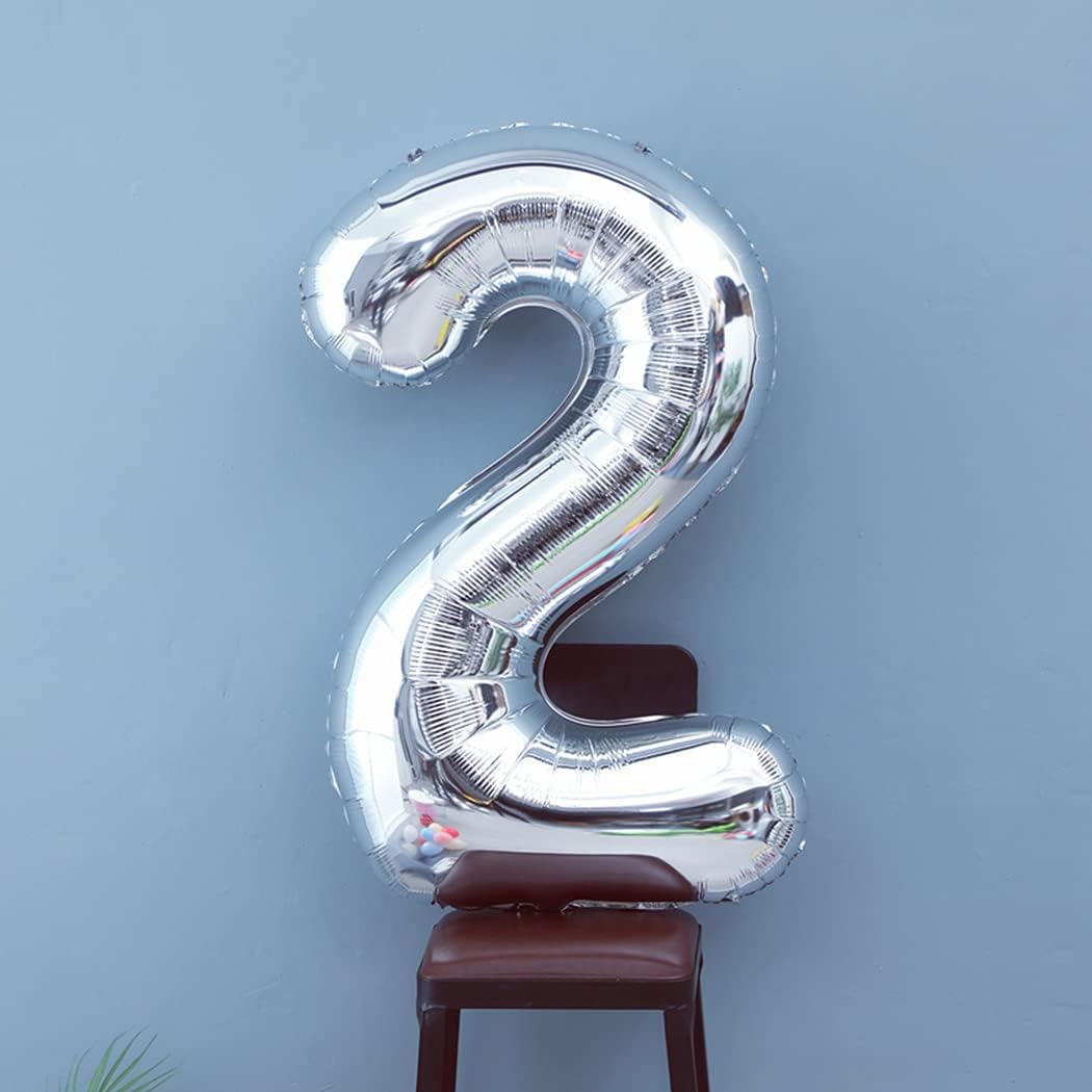 Aabellay Silver Number Balloons Large Foil Mylar Balloons 40 Inch Giant Jumbo Number Balloons ...
