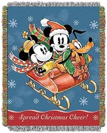 Disney's Mickey Mouse, Sleigh Ride Woven Tapestry Throw Blanket, 48" x ...