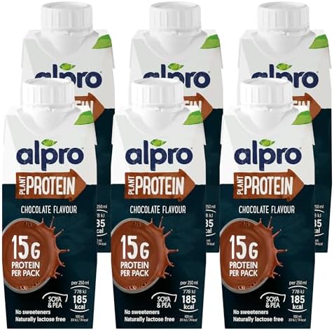 Alpro Soya High Protein Chocolate Drink, 100% Plant-Based, Lactose ...