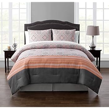 Amazon.com: Luxury Home 7-Piece Central Park Coral Comforter Set, King ...