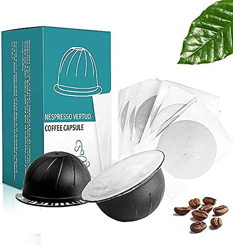 MG Coffee Reusable Vertuo Capsules Refillable Coffee Pods with Espresso Aluminum Foils for ...