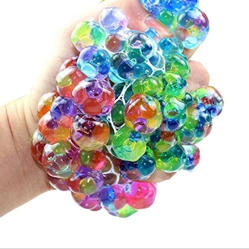 Dacawin Rainbow Mesh Ball Stress Glowing Squeeze Grape Toys Anxiety ...