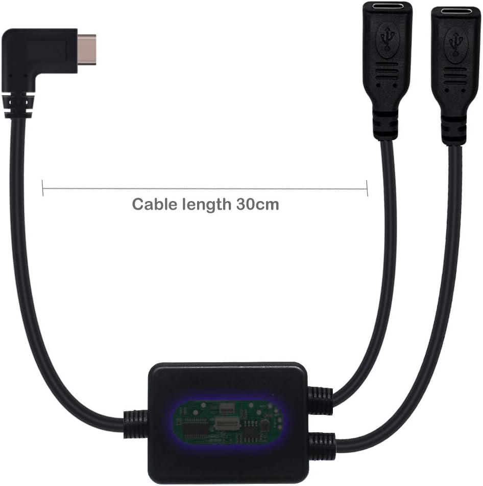 USB-C Splitter With IC, AWADUO 90 Degree Type C Hub 1 Male to 2 Female ...