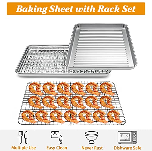 Stainless Steel Baking Sheet with Rack Set [2 Pans + 2 Racks], Cookie ...