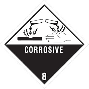 Amazon.com: "Corrosive - 8" Labels/Stickers, 4" x 4", Black/White, 500 ...