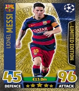 Match Attax Champions League - Lionel Messi Gold Limited Edition Card ...