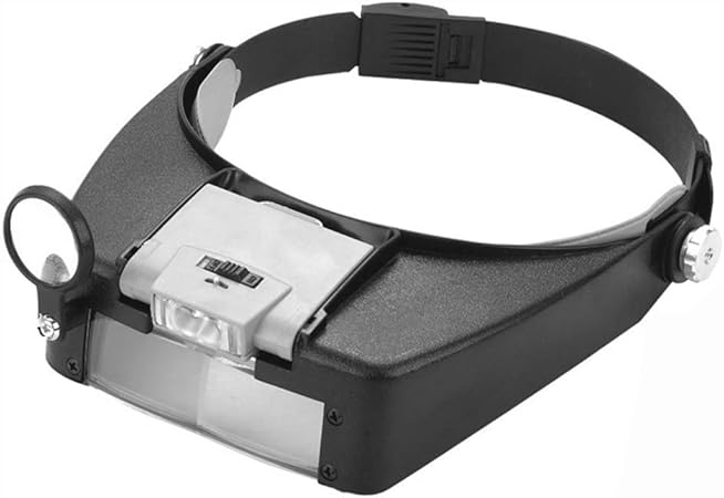 Amazon.com: Headband Magnifying Glass with 2 LED Lights Optical Head ...