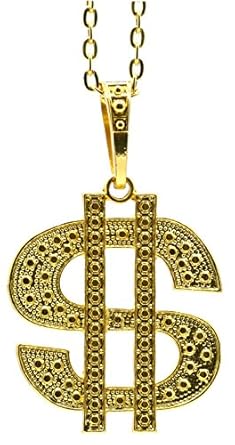 DOLLAR SIGN GOLD COLOURED NECKLACE GANGSTER PIMP FANCY DRESS CHAIN 70'S ...
