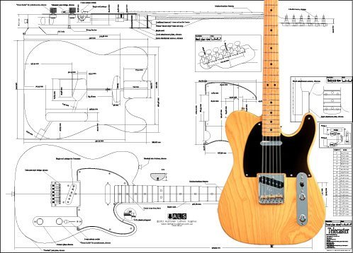 Plan of Fender Telecaster Electric Guitar - Full Scale Print- Buy ...