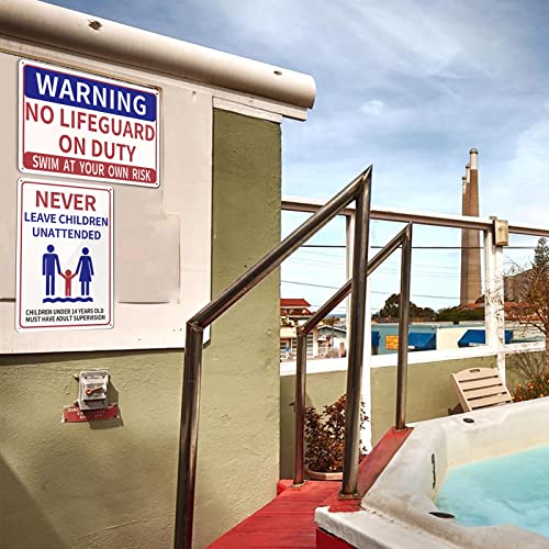 [1+1 Pack] Pool Signs Safety in 0.040 Aluminum, 9.7"x13.85" Pool Sign ...