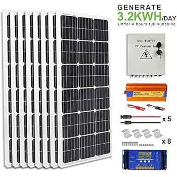 Amazon.com : ECO-WORTHY 800 Watt Off Grid Complete Solar Panel System Kit with 8pcs 100W Mono ...
