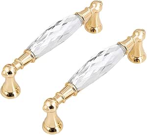 2Pcs Crystal Drawer Handles 3.75"(96mm) Hole to Hole Clear Crystal ...