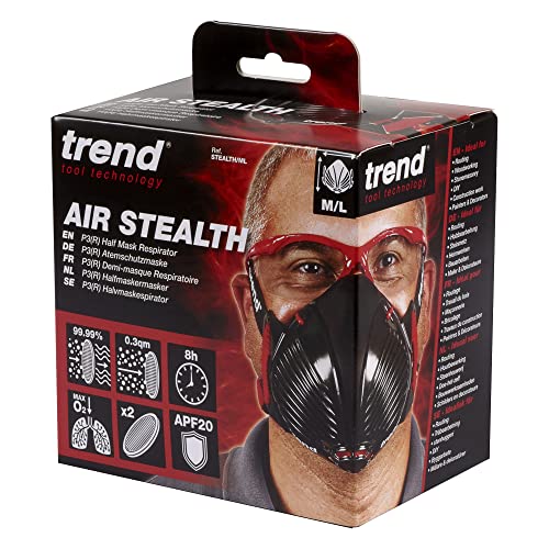 Trend Air Stealth Dust Mask, Half Mask with Replaceable Twin HEPAC ...