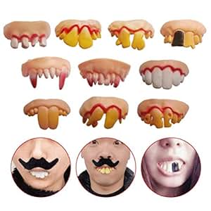Amazon.com: Odowalker 10 Pcs Different Style Fake Teeth Toy Funny Fake ...