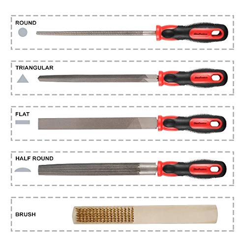 SharCreatives 19Pcs File Set, Flat/Triangle/Half-round/Round Large File ...