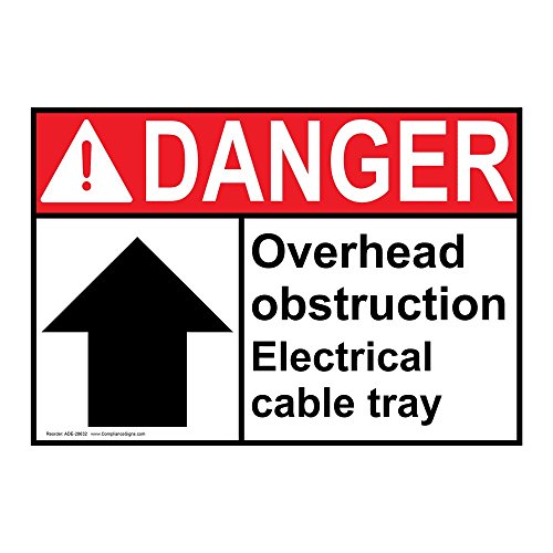 Compliancesigns Vinyl Ansi Danger Overhead Obstruction Electrical Cable ...