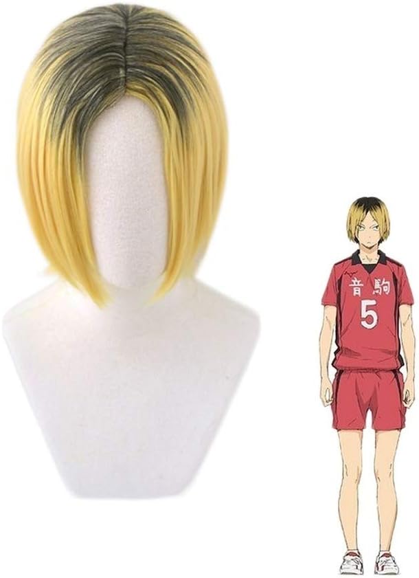 Ani·Lnc Anime Haikyuu!! Kenma Kozume Cosplay Wig short yellow Costume ...