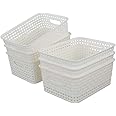 Amazon.com: Bringer White Plastic Weave Storage Baskets, 6-Pack ...