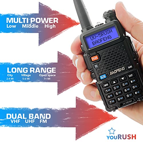 youRUSH Portable Ham Radio 2 Pack BAOFENG UV-5R 8W Dual Band Two Way ...